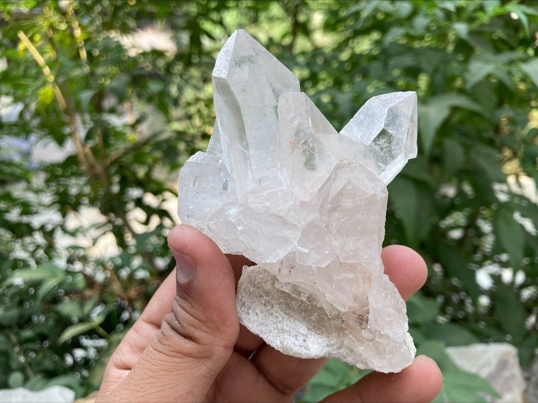Natural White Samadhi Quartz Twin Point Crystal Rough, 160gm India Rock ...