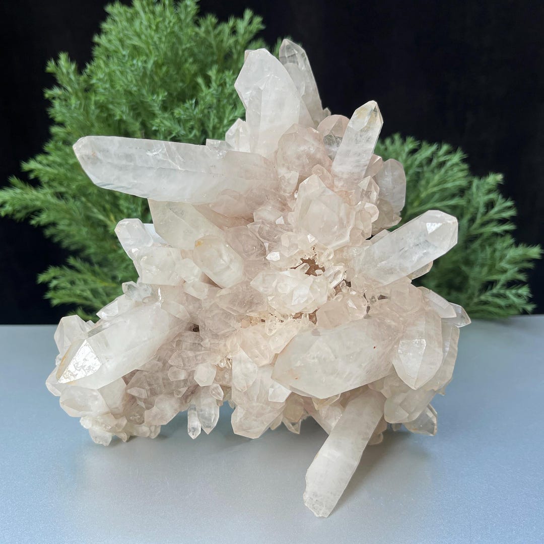 White Samadhi Quartz Cluster Stone Rough 675gm Unique Multi Point ...