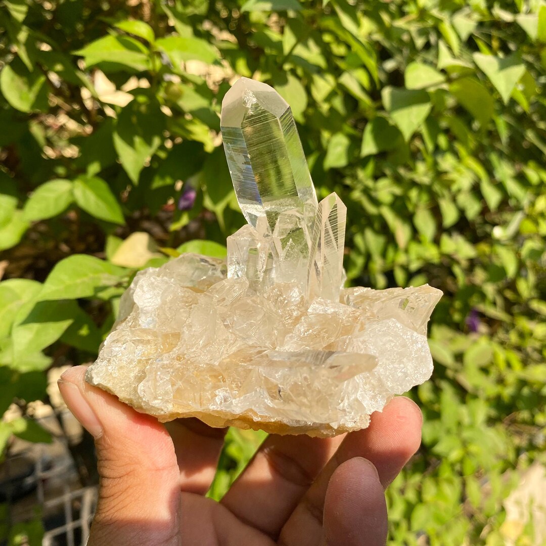 310gm White Quartz Crystal, Raw Clear Pointed Quartz, Yellow Crystal ...