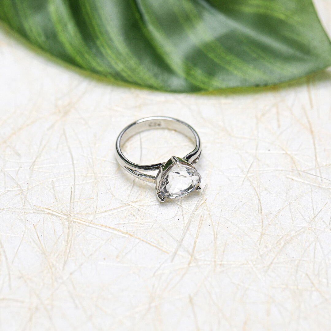 Heart Cut Stone Engagement Ring, Natural Petalite Ring Jewelry, Dainty ...