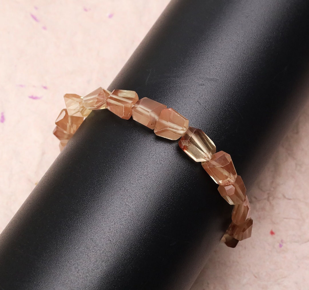 Natural Andesine Gemstone Bracelet Handmade Red Andesine Beaded ...