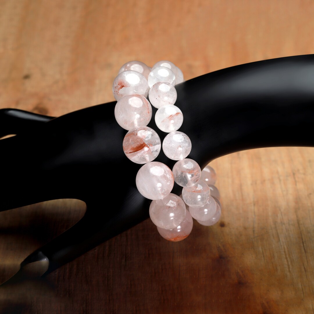 Himalayan Pink Quartz Bracelet, Pink Quartz Round Bracelet, Healing for ...