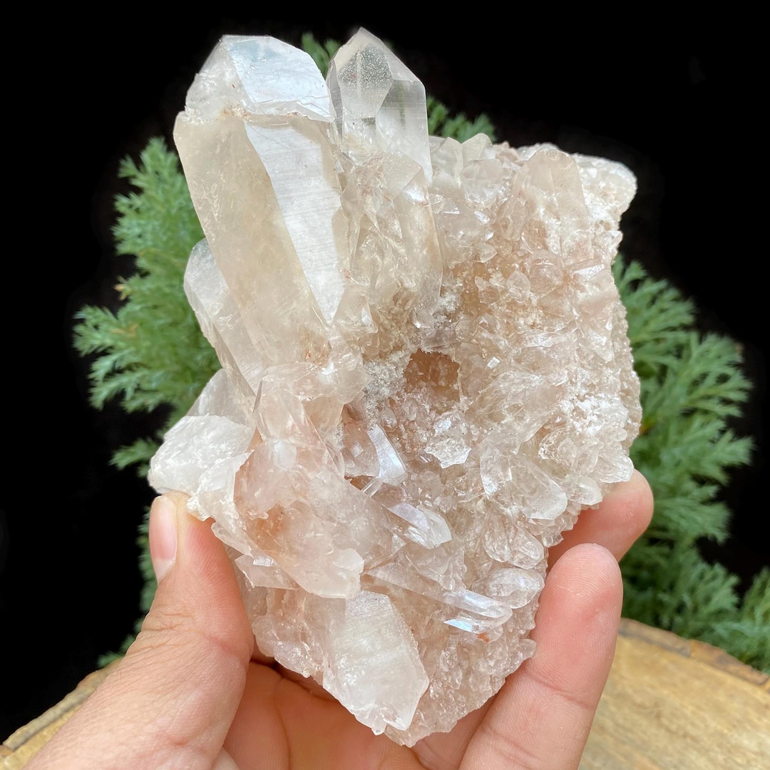 Pink Himalayan Quartz Crystal Cluster | Red Healer Inclusions, Healing ...