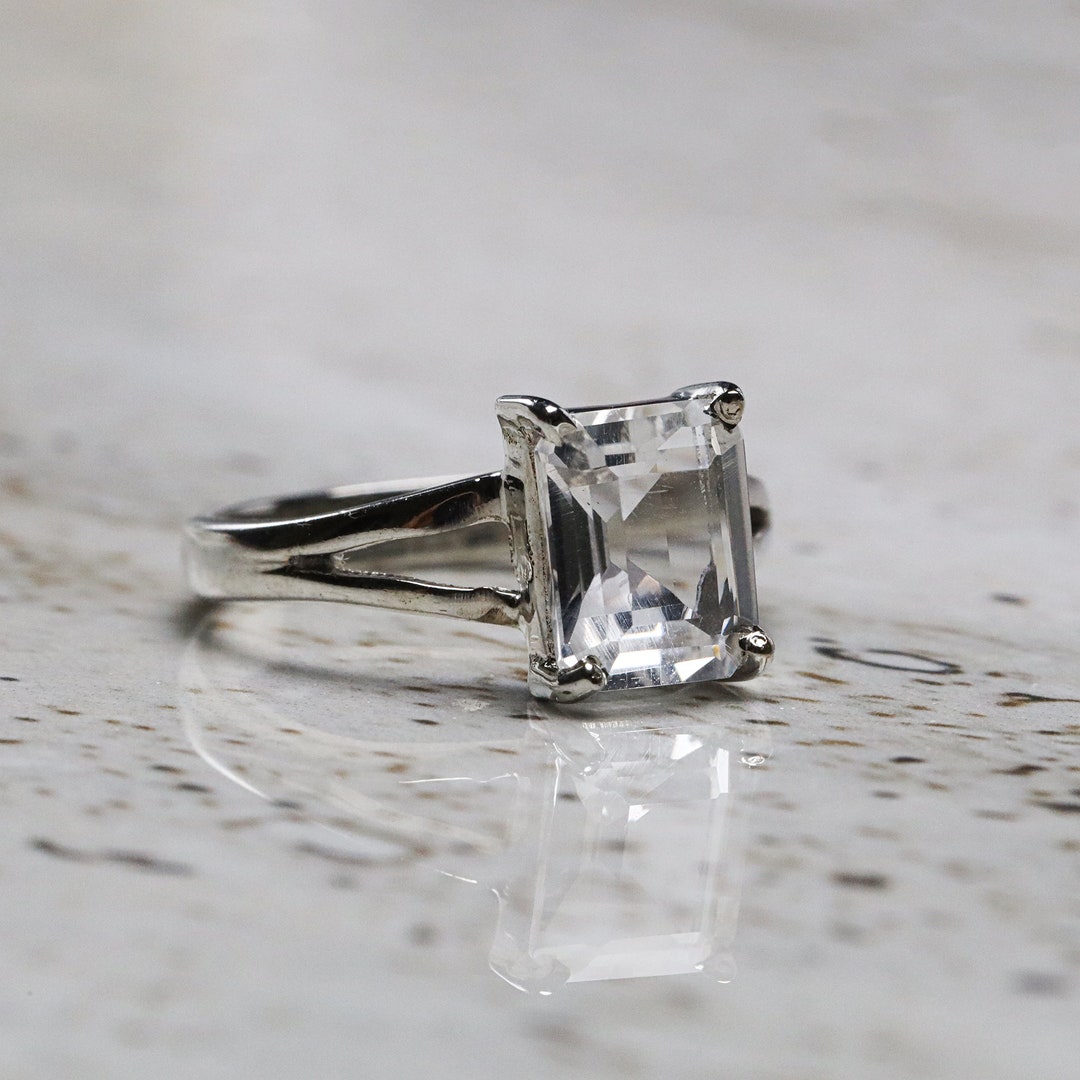 Natural White Petalite Silver Ring Jewelry, Dainty Minimalist Ring ...