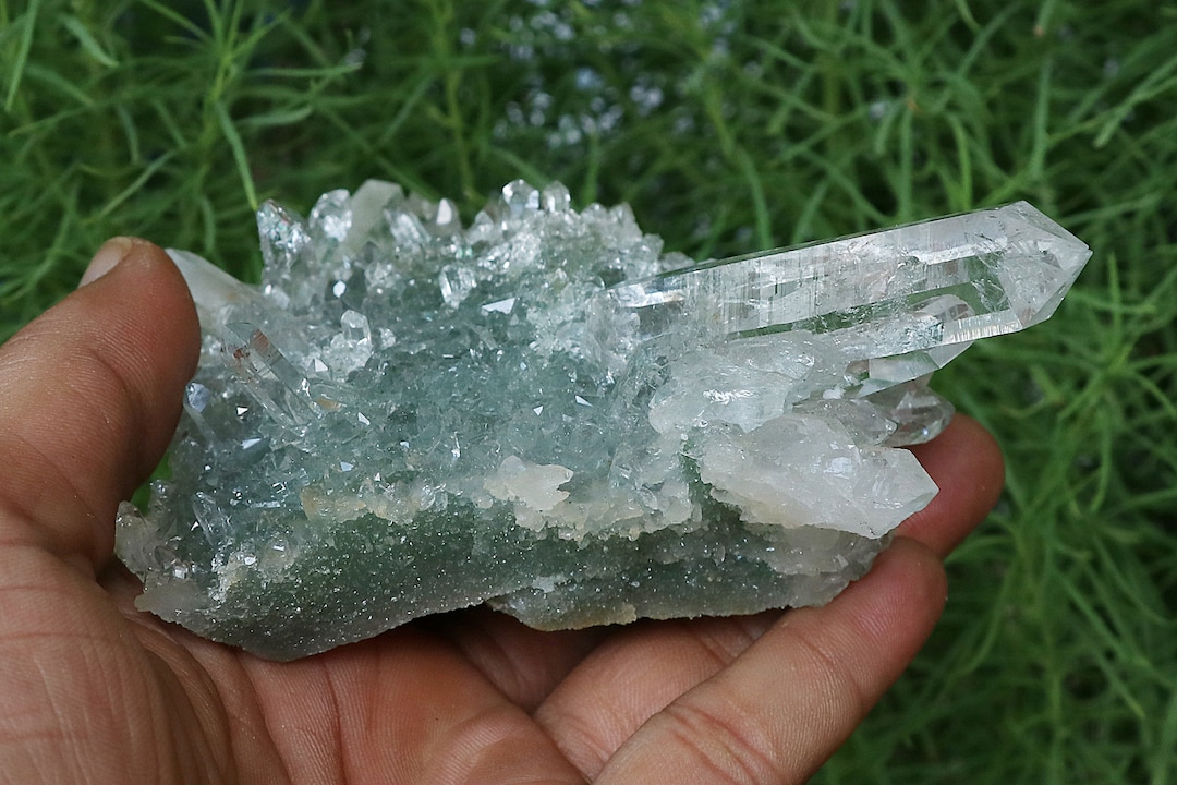 Amazing Multi Point Green Chlorite Himalya Quartz Crystal 320gm Healing ...