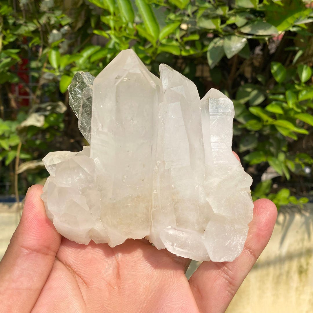 Himalayan White Samadhi Quartz, Flower Pointed Crystal Cluster, 430gm ...