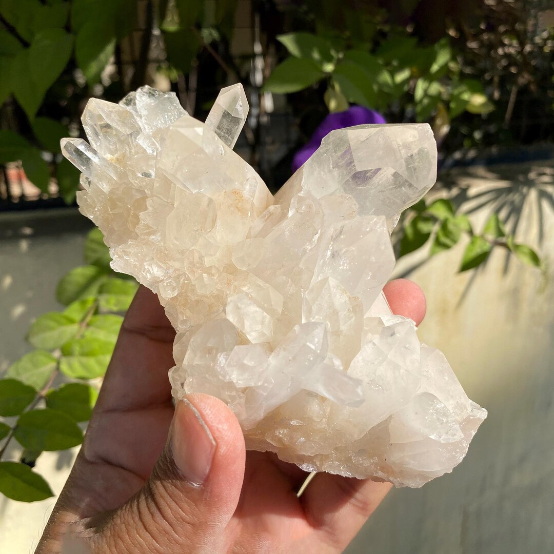 Clear Quartz Cluster, Himalayan Natural White Quartz 410gm Clear Quartz ...