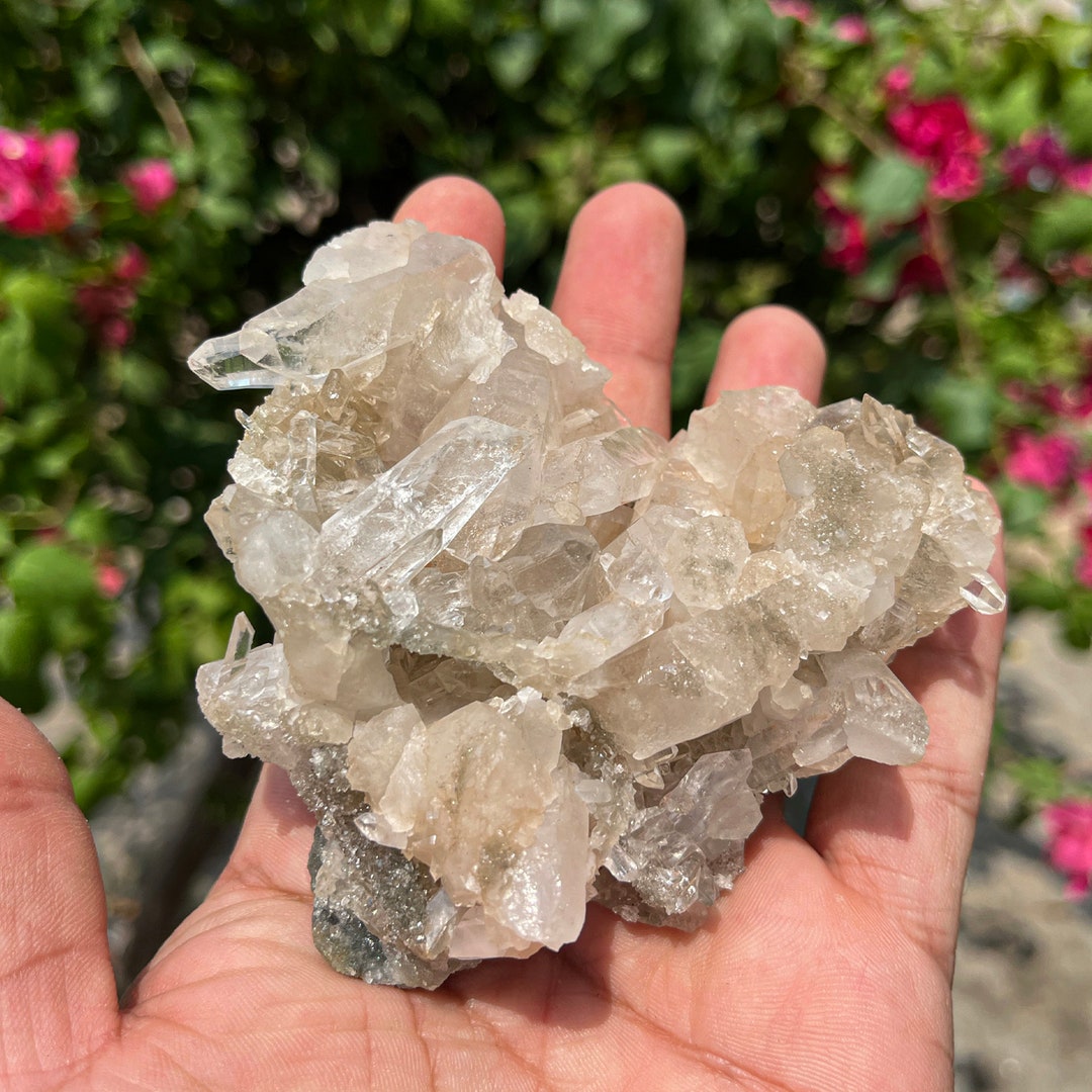 Multi Twin Clear Point White Quartz Cluster Crystal From Kullu Valley ...