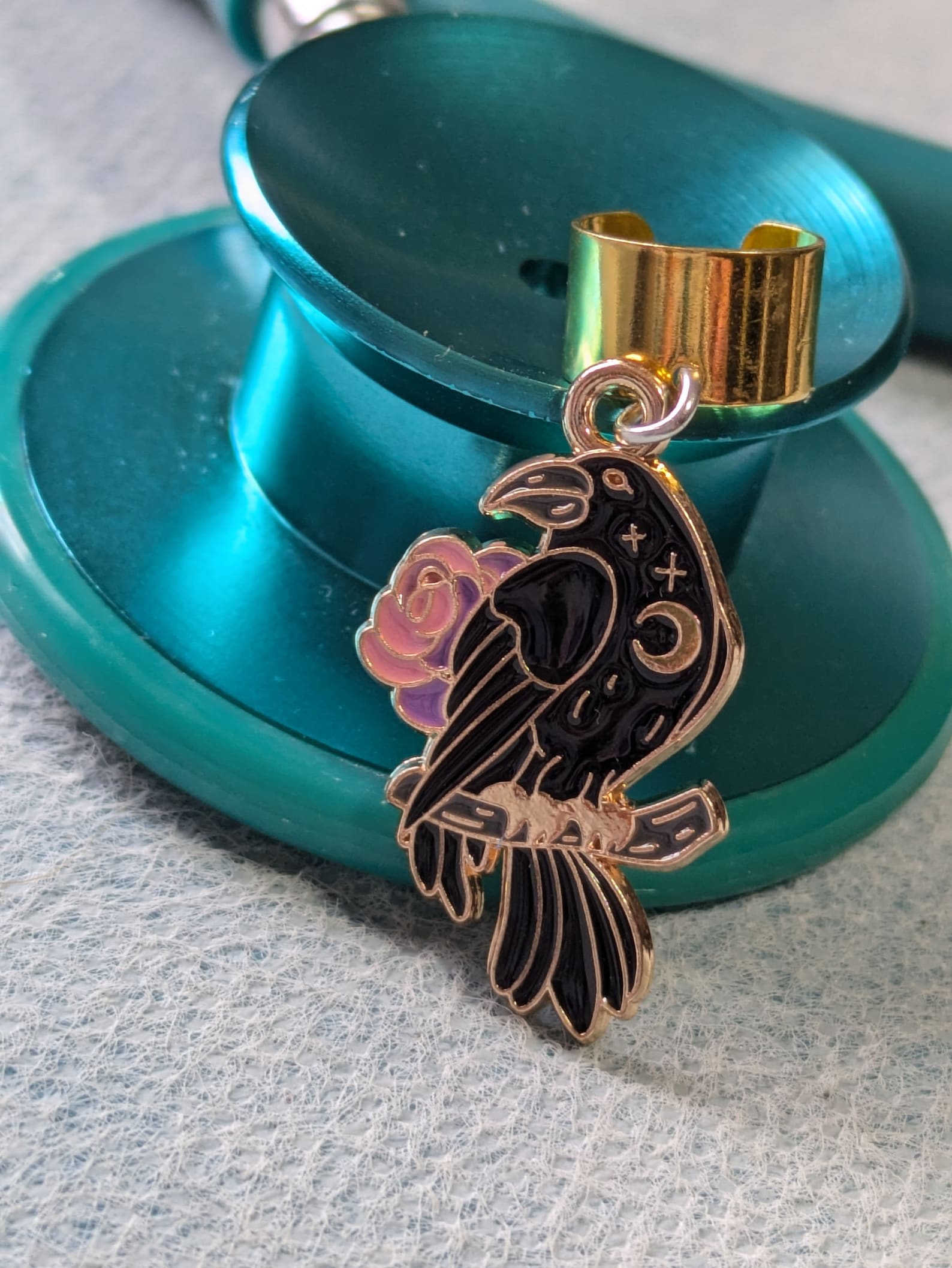 Raven Stethoscope Charm, Charm, Stethoscope, Nurse, Veterinary ...