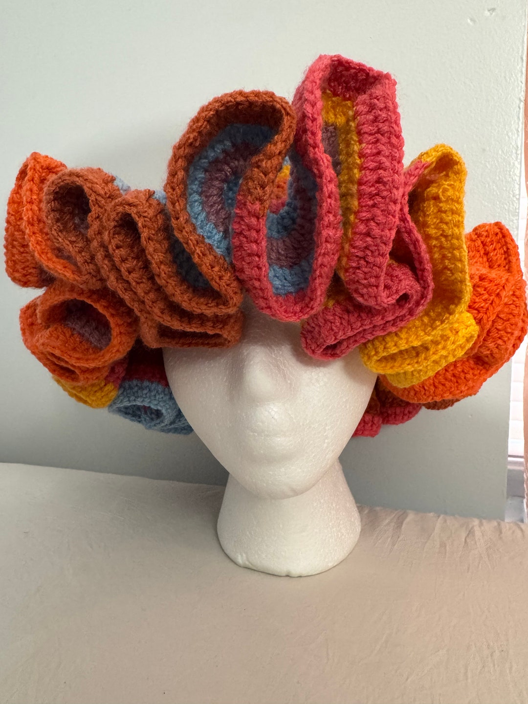 Rainbow Ruffle Hat Crochet Ruffle Hat Handmade Crochet Hat - Etsy
