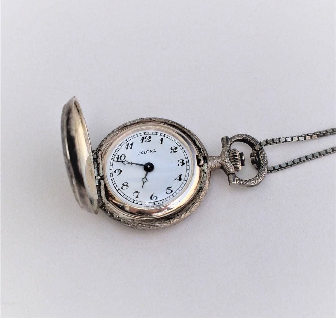 EKLORA Vintage 17 Rubis Swiss Watch Silver Tone Mechanical Ladies ...