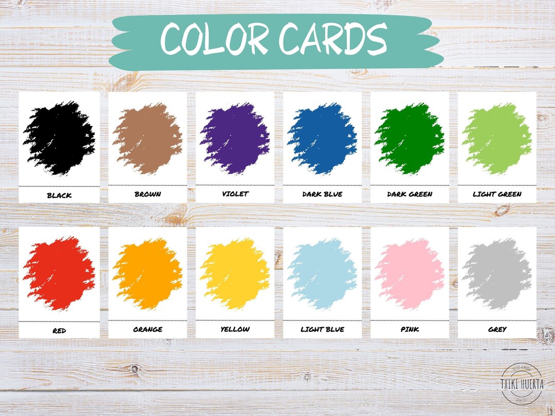 Montessori Bilingual 3-part Color Flashcards Printable Download - Learn ...