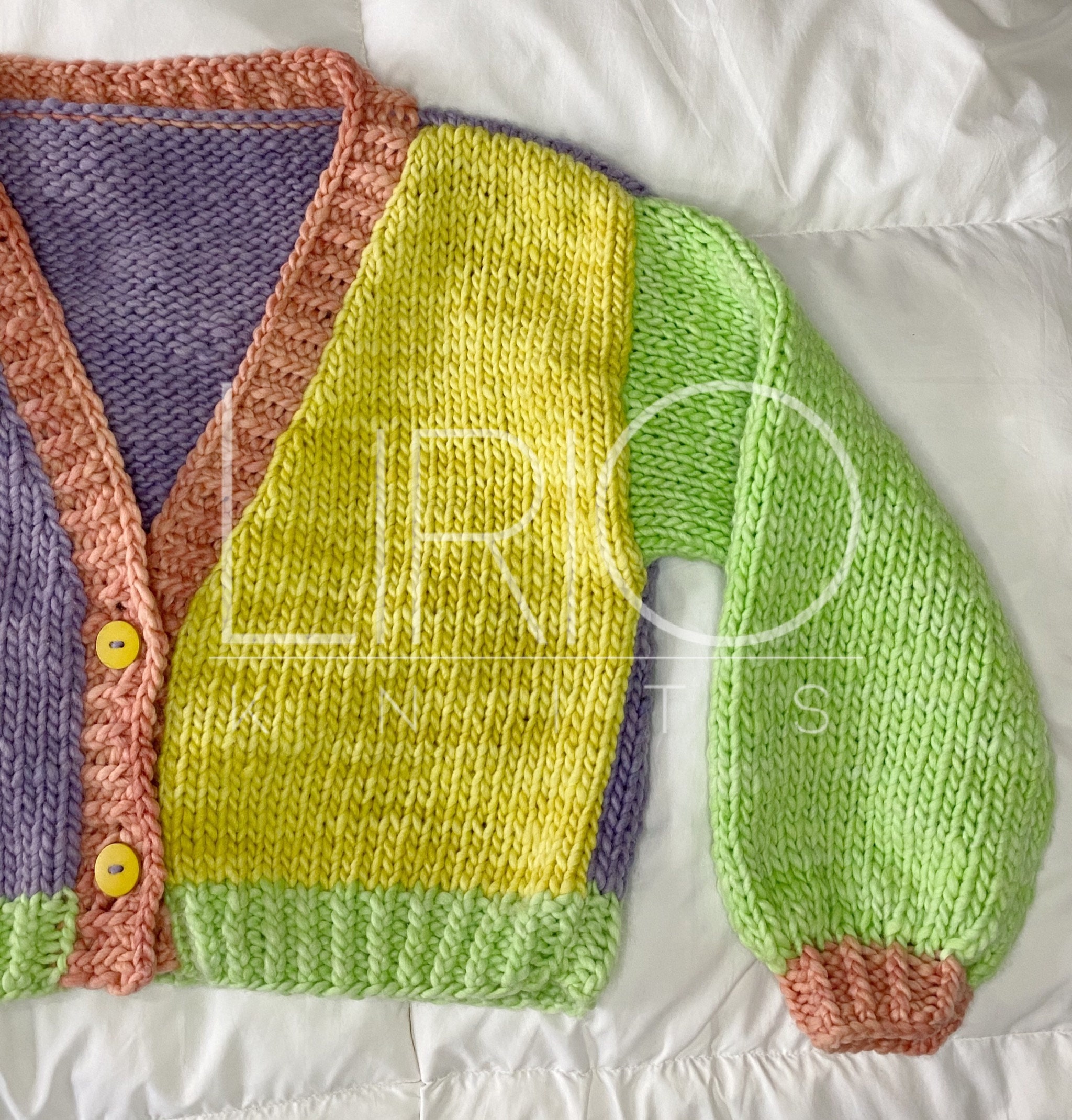 Knitting Pattern (eng/esp) | Miss Match Chunky Cardigan | Beginner ...