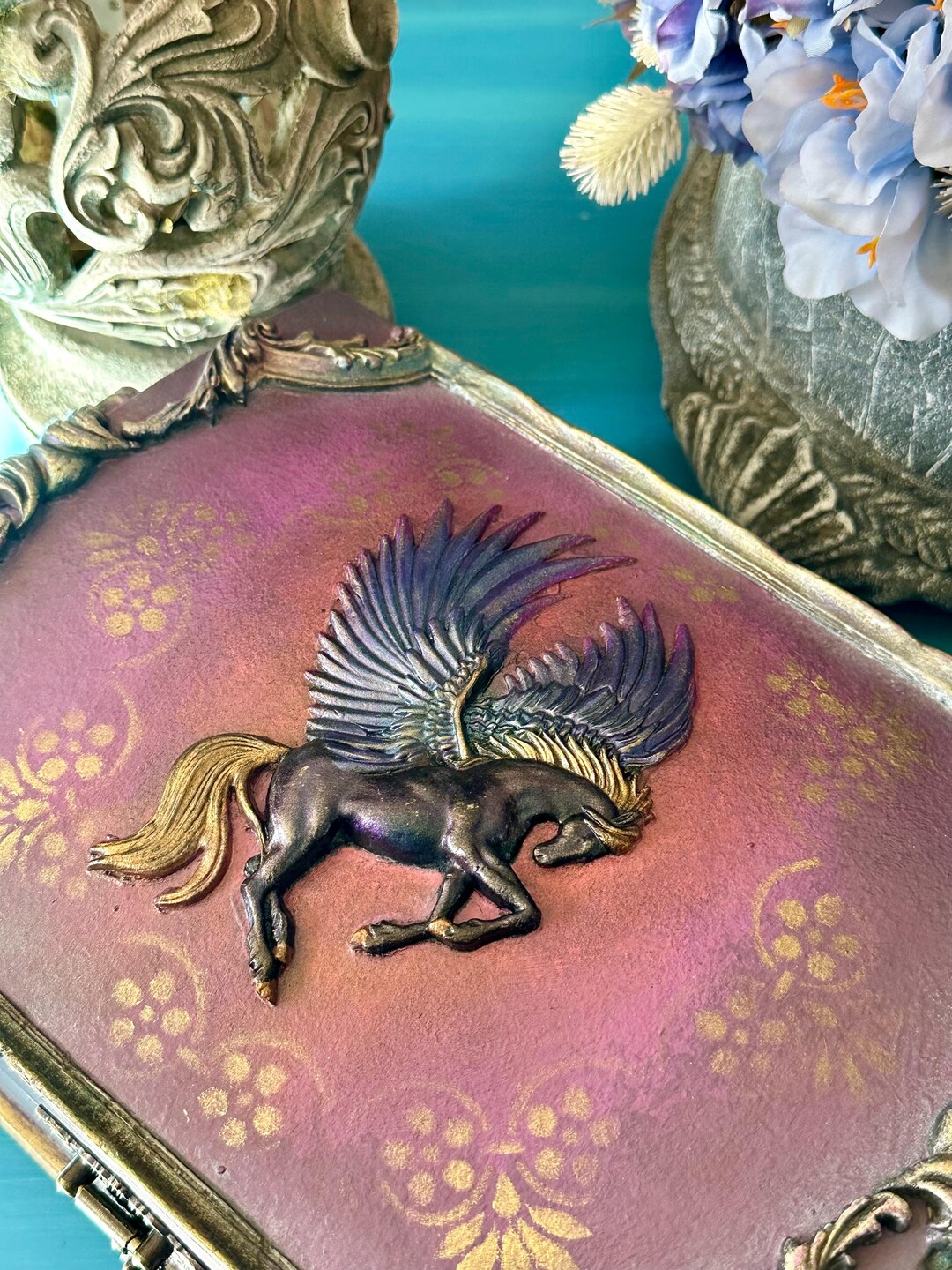Tarot Card Box, Oracle Card Box With Pegasus Theme for Card Storage in ...