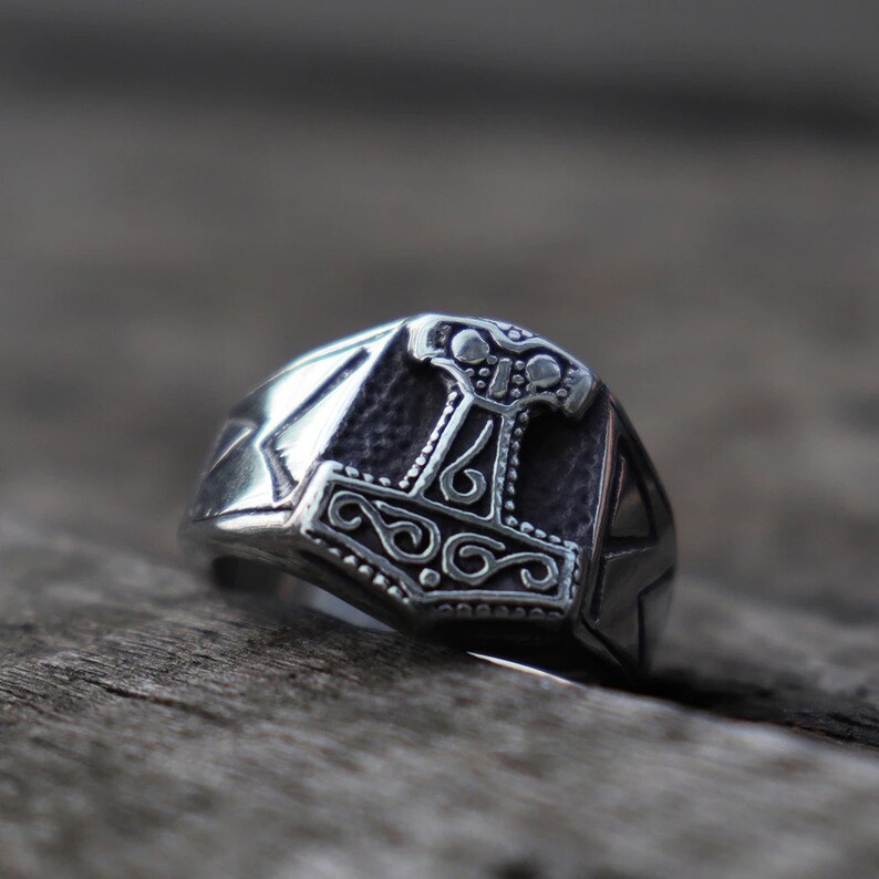 Thor Ring Mens Viking Odin Mjolnir Stainless Steel Ring Thor - Etsy