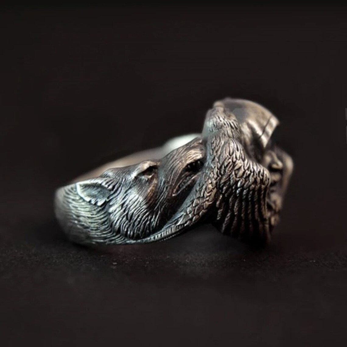 Viking Ring Norse Mythology Odin Raven Rings Mens Viking Wolf - Etsy
