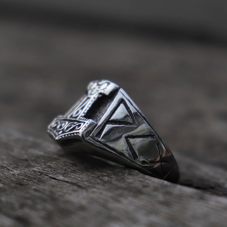 Thor Ring Mens Viking Odin Mjolnir Stainless Steel Ring Thor - Etsy