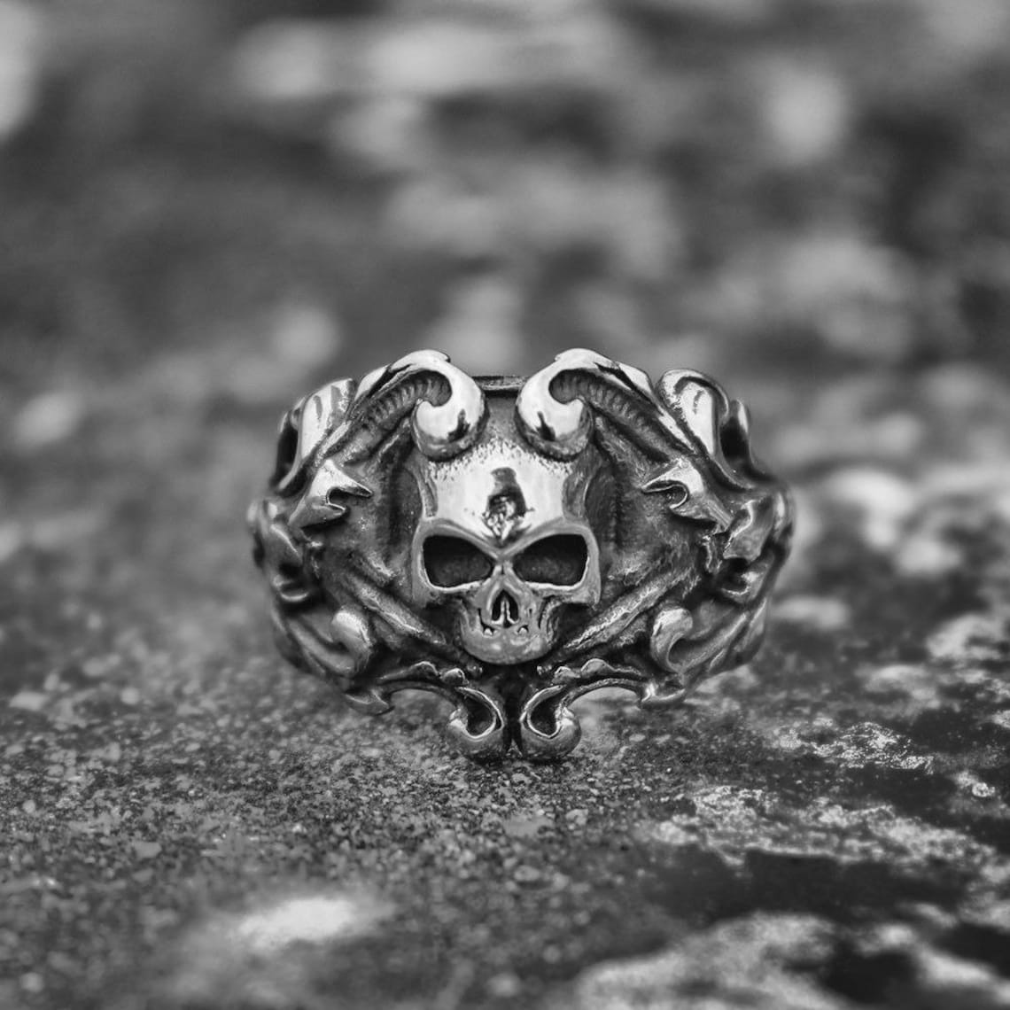 Gothic Vine Pirate Skull Rings Mens Biker Stainless Steel Ring - Etsy UK