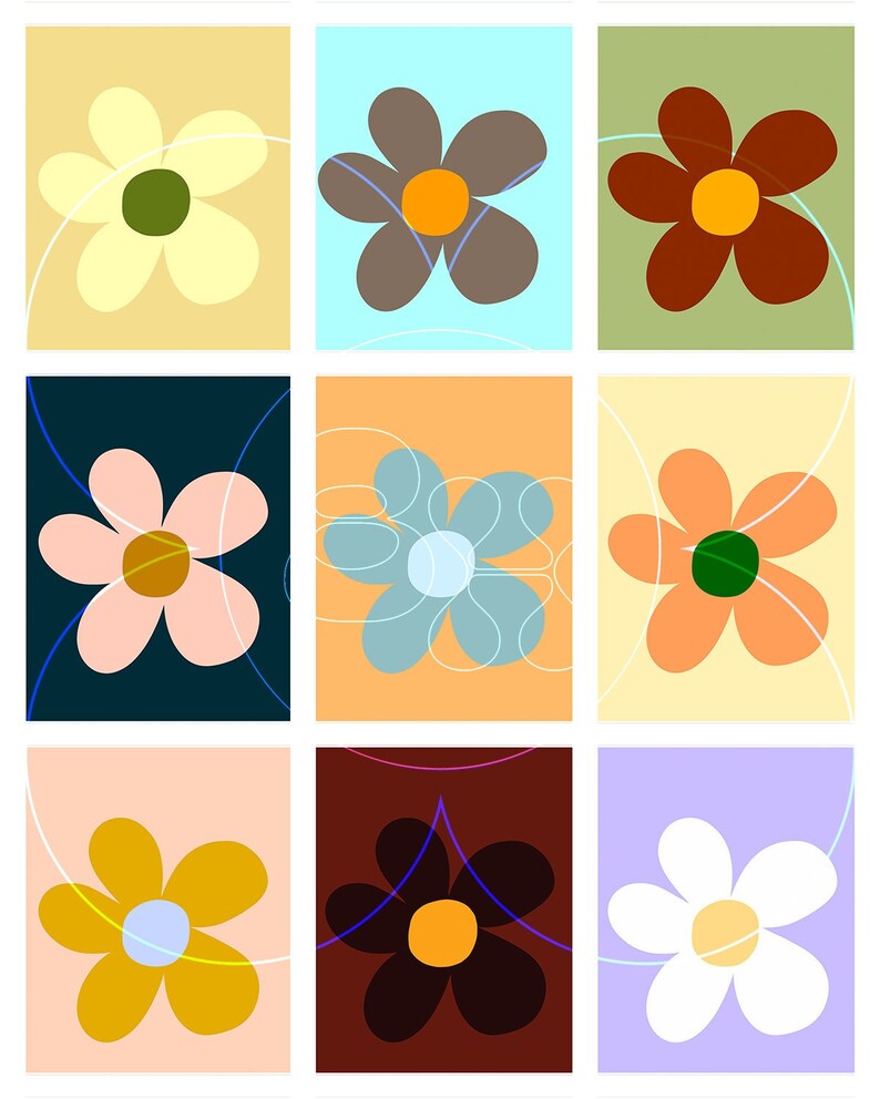 Floral Checkerboard Poster - Trendy Poster - Eclectic Wall Art - Groovy ...