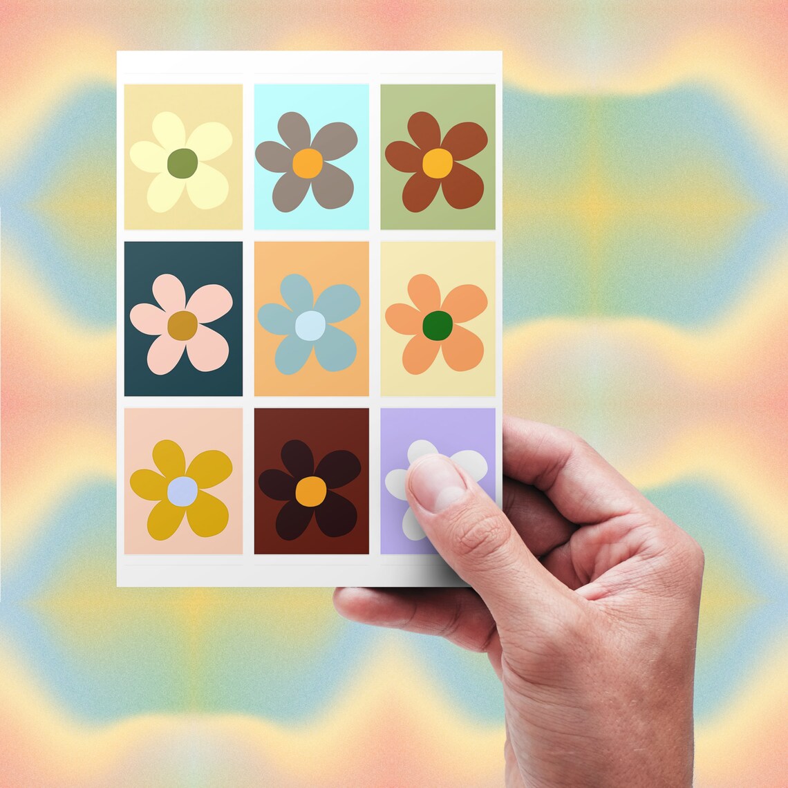 Floral Checkerboard Poster - Trendy Poster - Eclectic Wall Art - Groovy ...