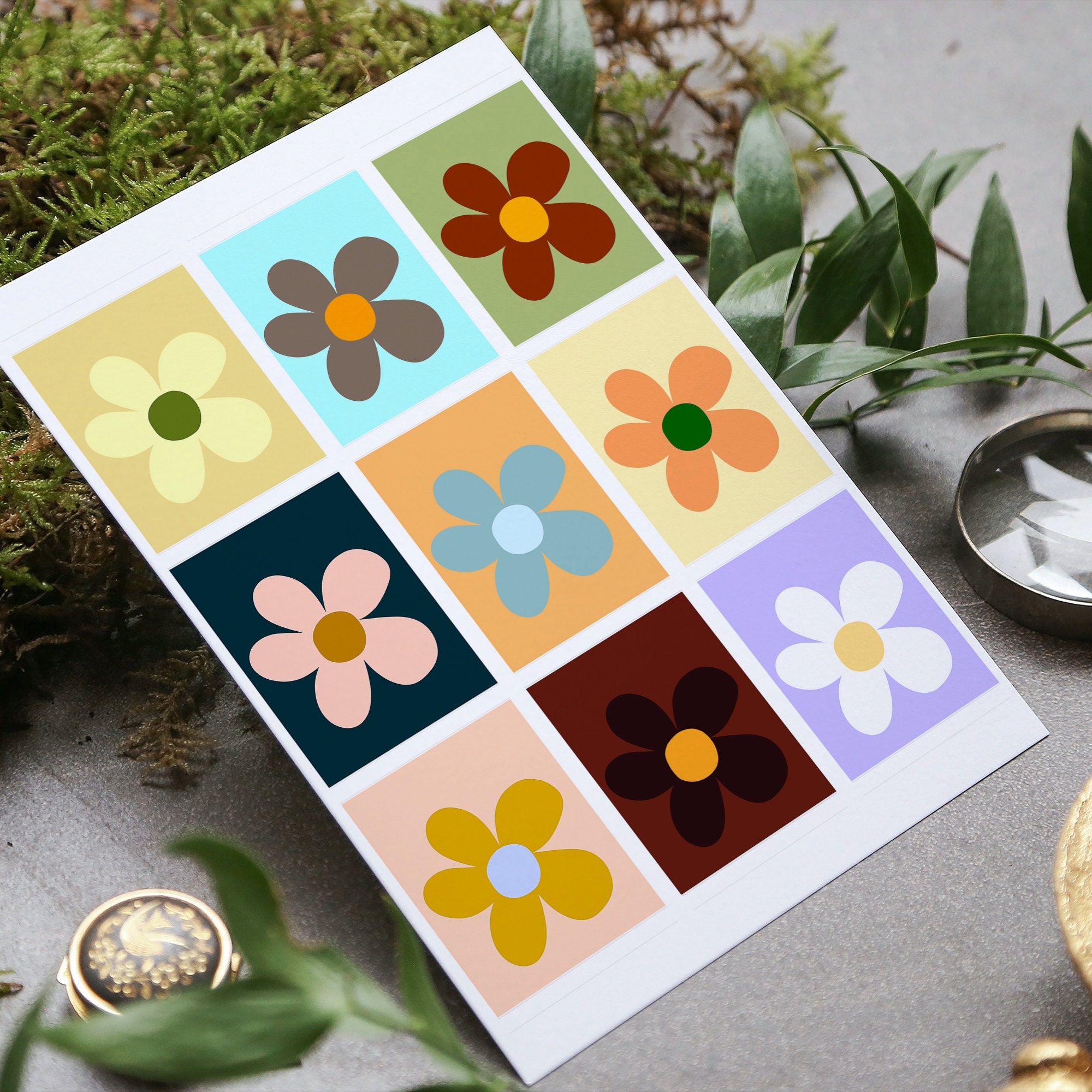 Floral Checkerboard Poster - Trendy Poster - Eclectic Wall Art - Groovy ...