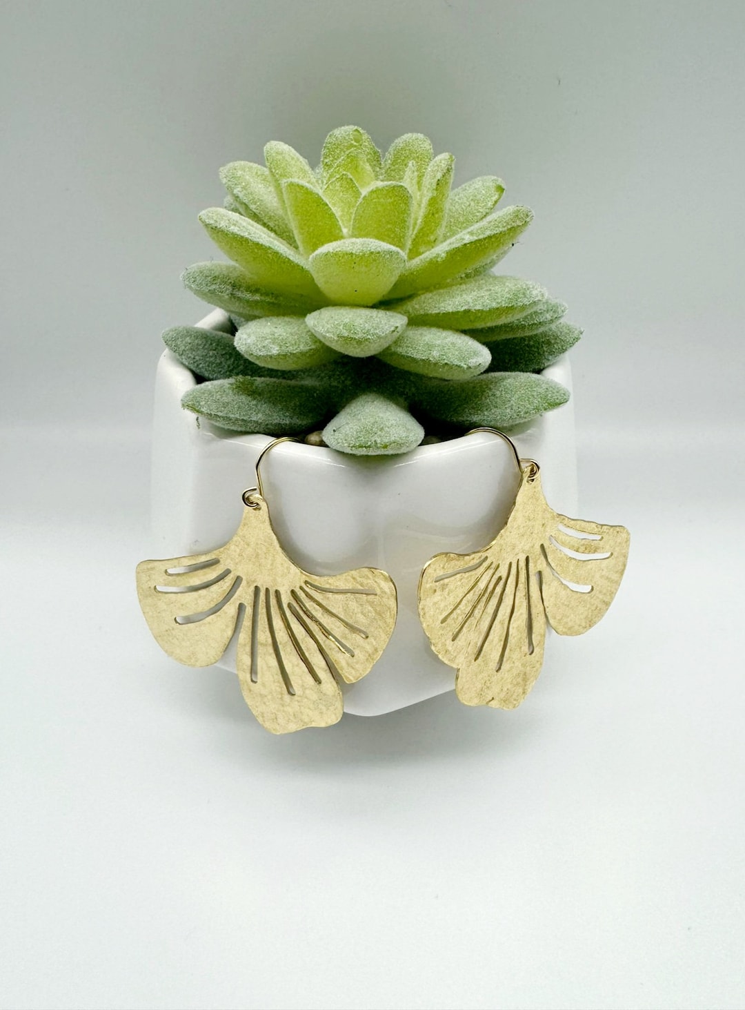 GINKGO Leaf Earrings Biloba Gold Ginkgo Earrings Boho Leaves Earrings ...