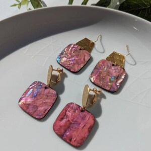 Clip on Earrings Pink Gold ,statement Clip on Earrings, Rainbow ...