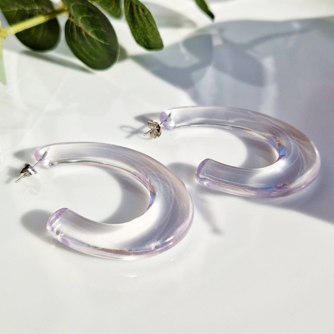 Lucite Earrings Hoops , Resin Clear Hoop Earrings , Transparent Hoop ...