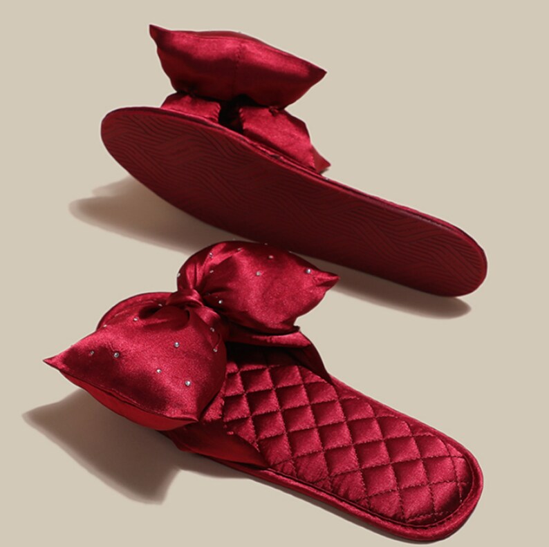 Bow Tie Indoor Slippers / Luxury French Silk Slippers / Home Office ...