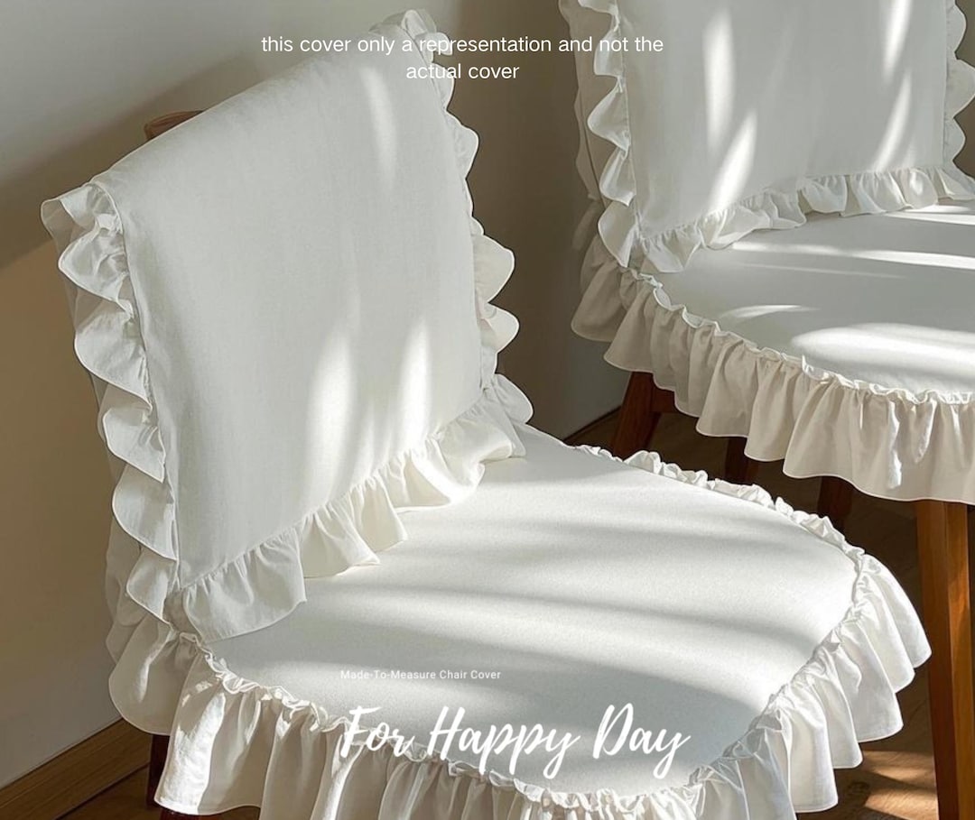 Custom Pure Cotton Ruffle Chair Cover – Dining Room Slipcover - Etsy