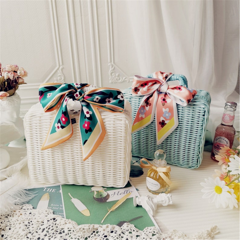 Multi-color Empty Basket With Ribbon, Wedding Gift Basket for ...