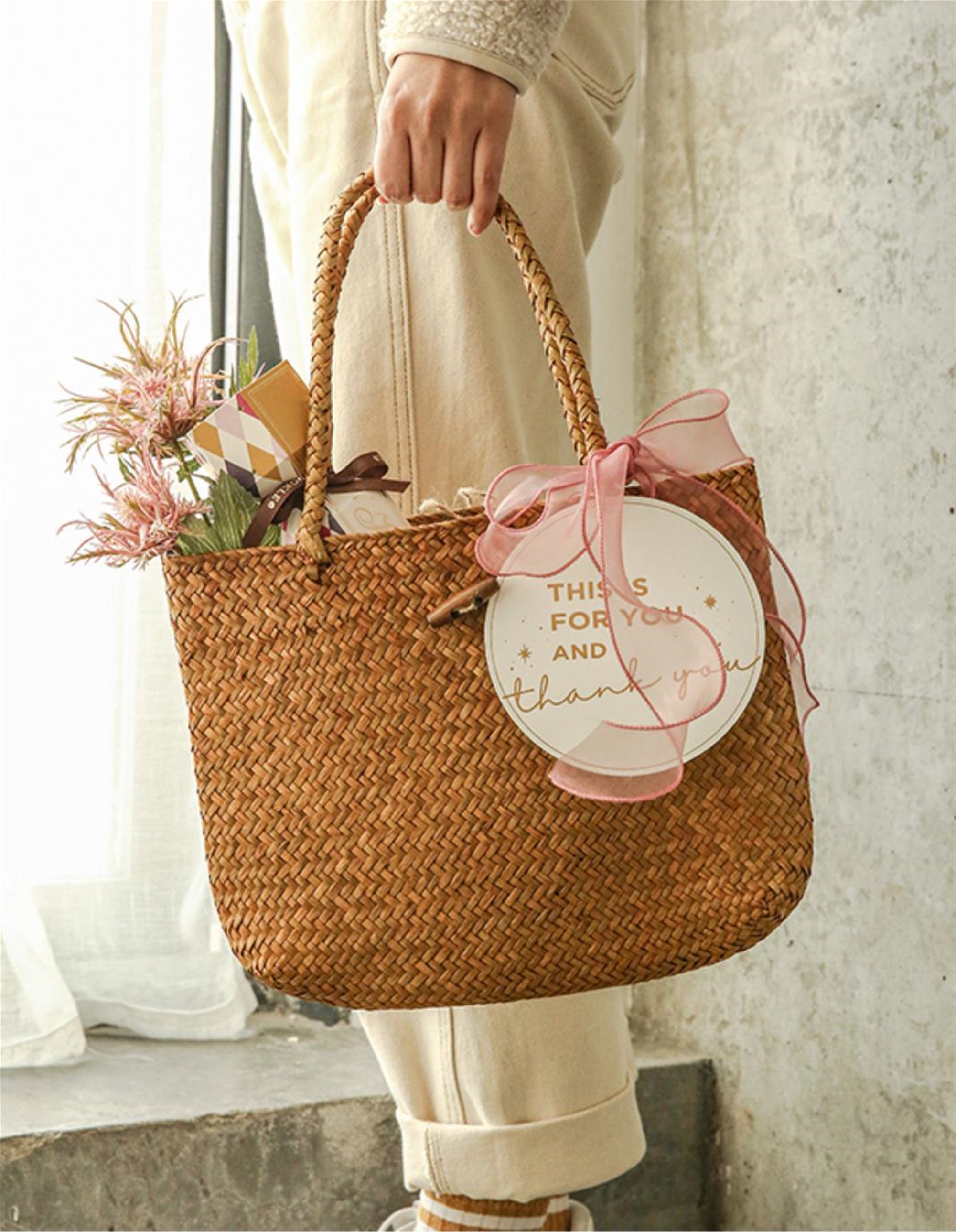 Hand-woven Empty Gift Bag, Bridesmaid Gift Bag, Baby Shower Gift Bags ...