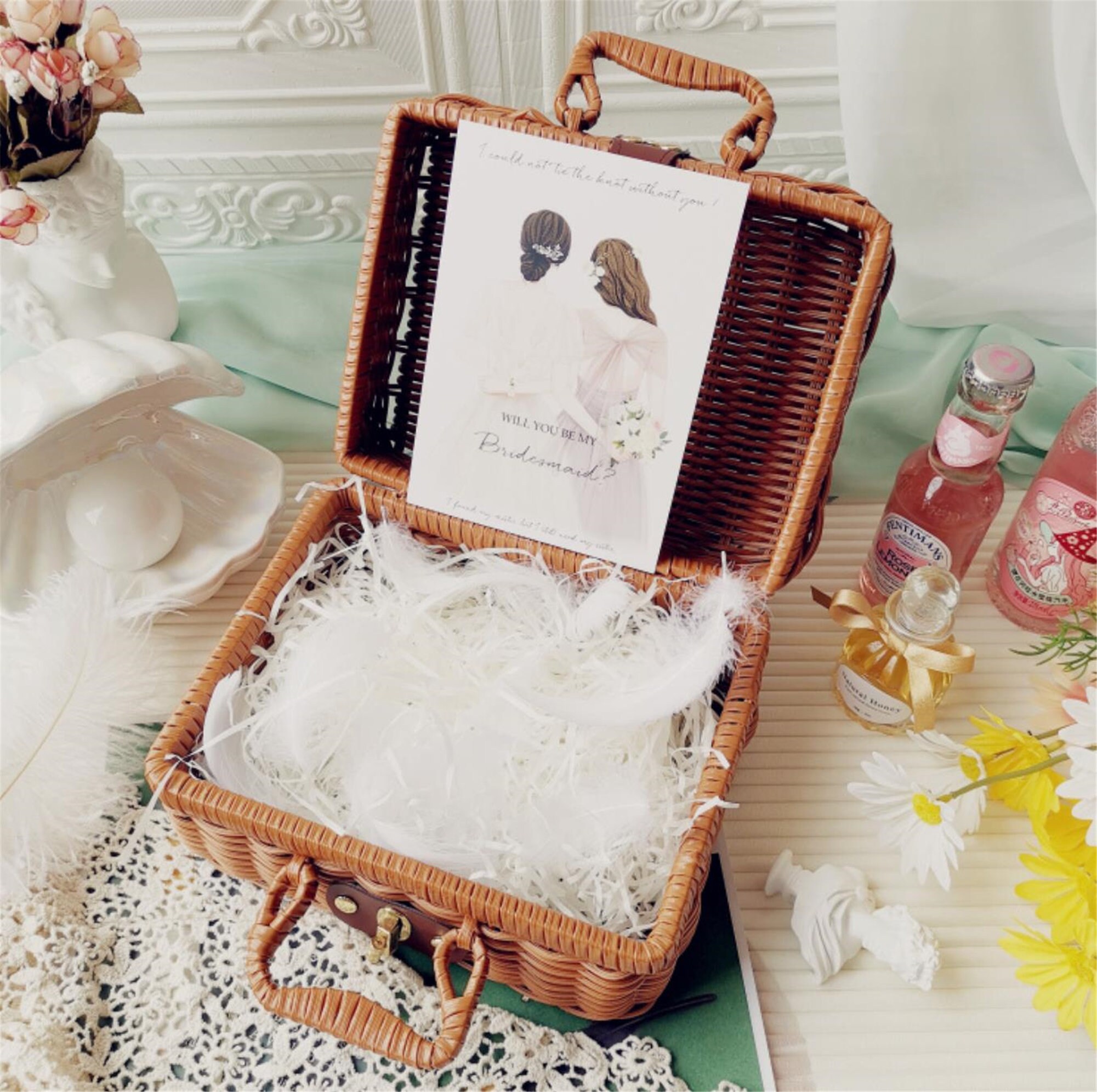 Multi-color Empty Basket With Ribbon, Wedding Gift Basket for ...