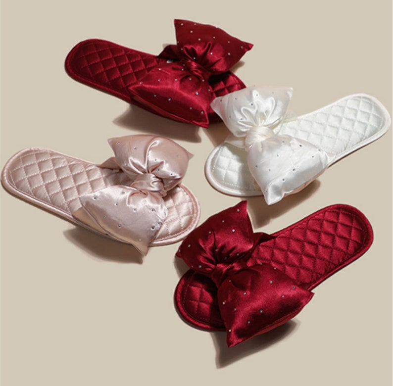 Bow Tie Indoor Slippers / Luxury French Silk Slippers / Home Office ...