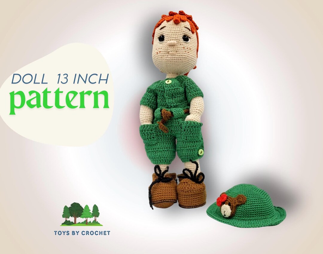 Amigurumi Boy Doll Crochet Pattern – 13" PDF Tutorial – Removable Green ...