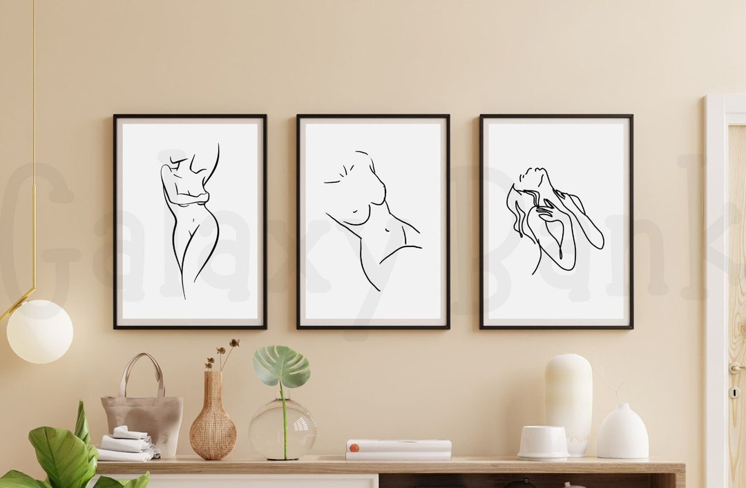 Set of 5 Expressive Sensual Line Art Prints, Downloadable Files, Unique ...