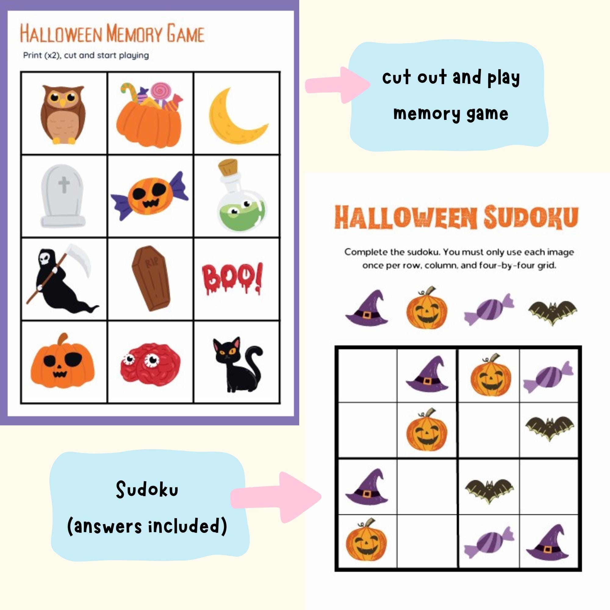 20 Halloween Themed Children's Activity Pack, Games, Learning Activity ...