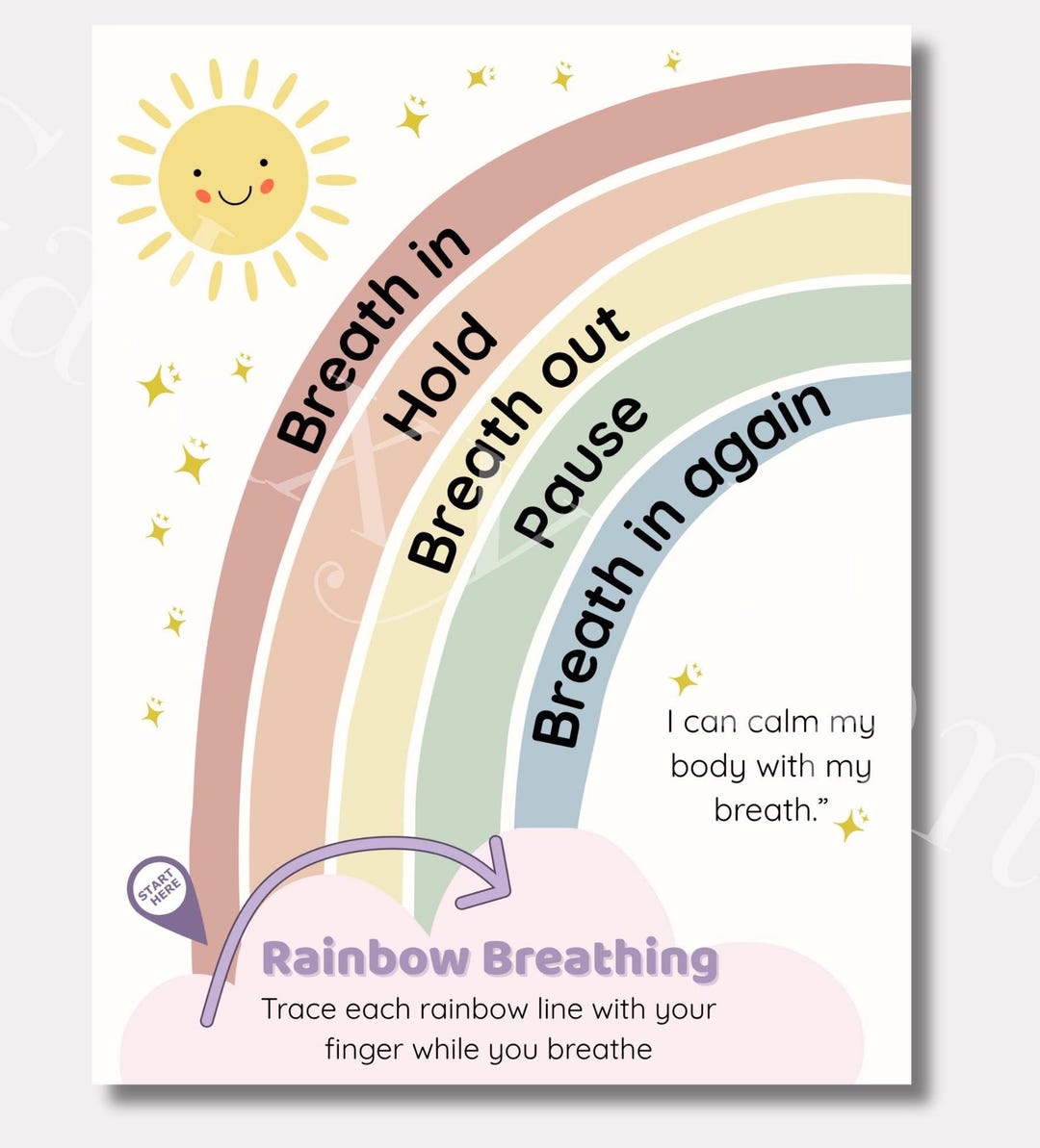 Boho Rainbow Breathing Exercise Poster for Kids (digital Download) - Etsy
