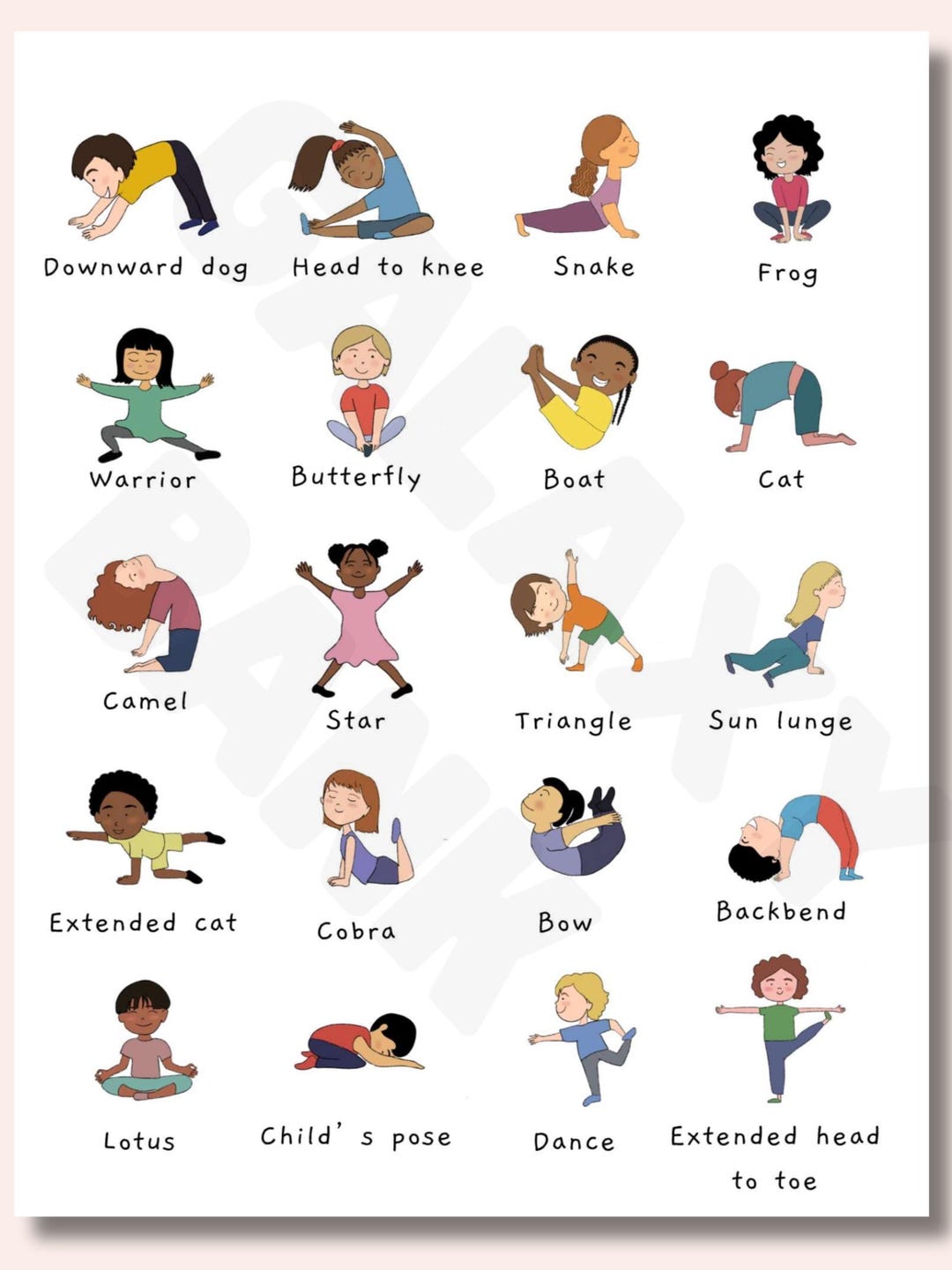 Kids Yoga Poses Print, Playroom Wall Art (digital Download) - Etsy