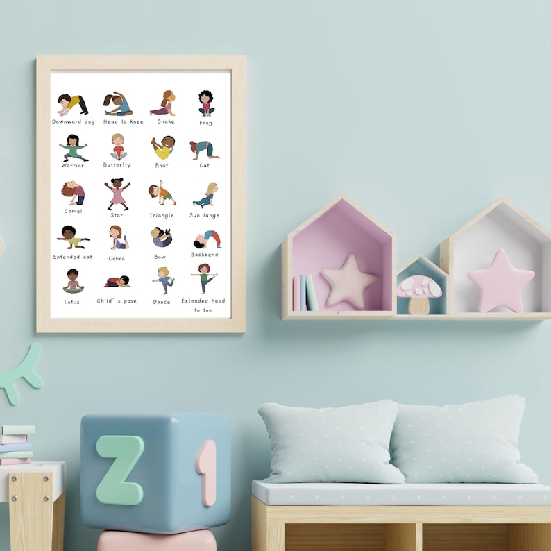 Kids Yoga Poses Print, Playroom Wall Art (digital Download) - Etsy