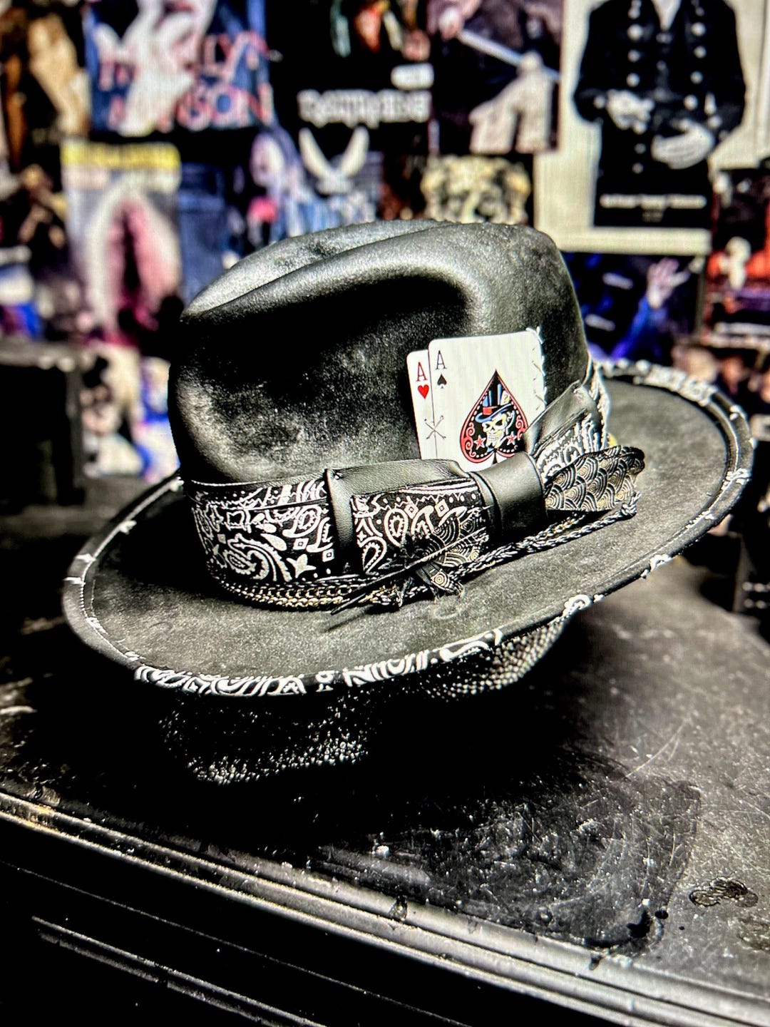 Distressed Black Felt Hat, Combined With Black Calf Leather Details ...