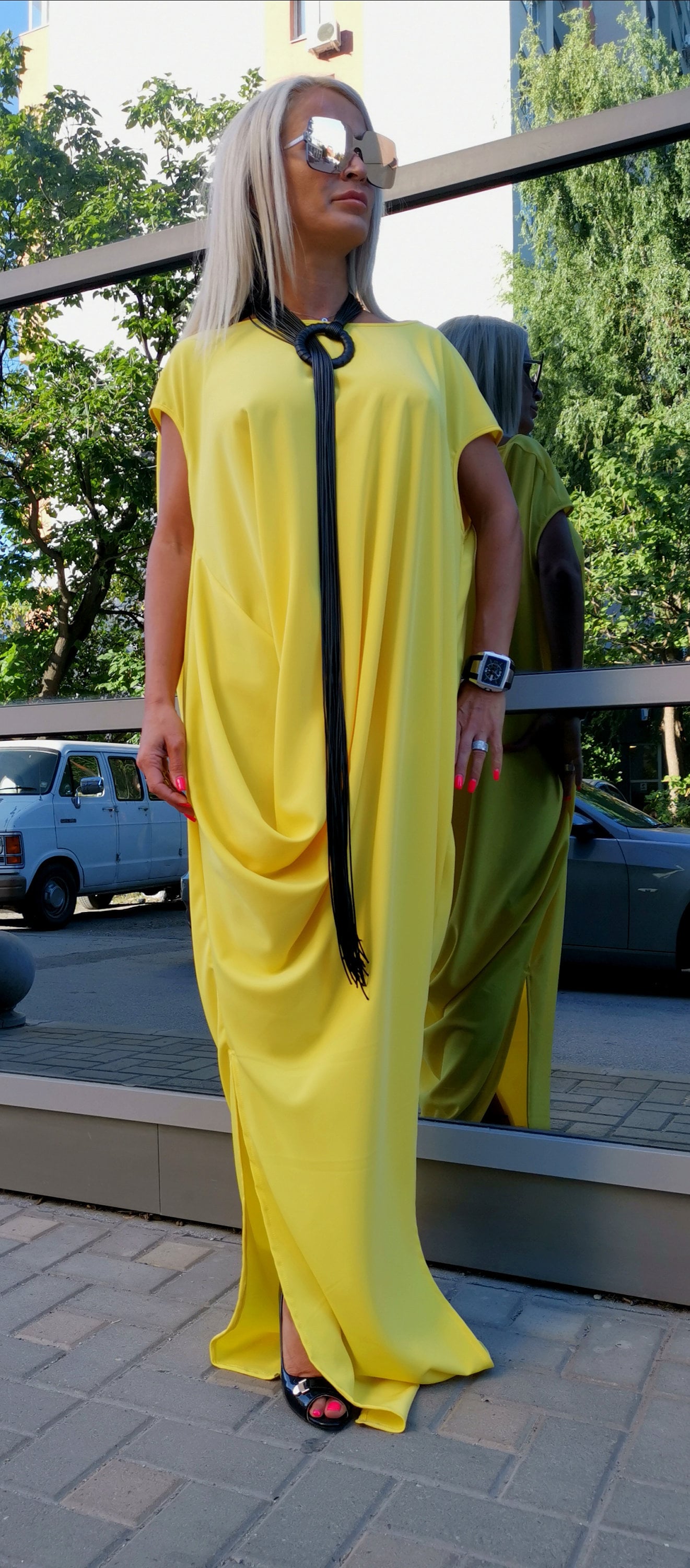 Yellow Maxi Dress, Oversized Sleeveless Asymmetric Party Gown - Etsy
