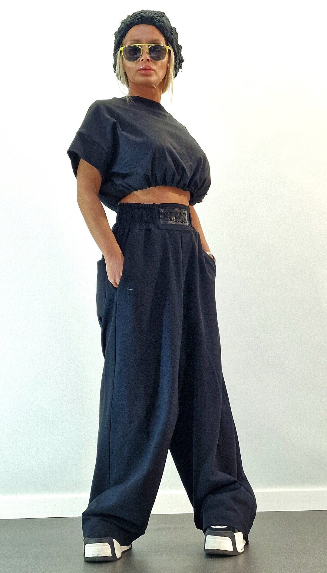 Cotton Crop Top and Baggy Pants Set: Avant-garde Women's Set - Etsy