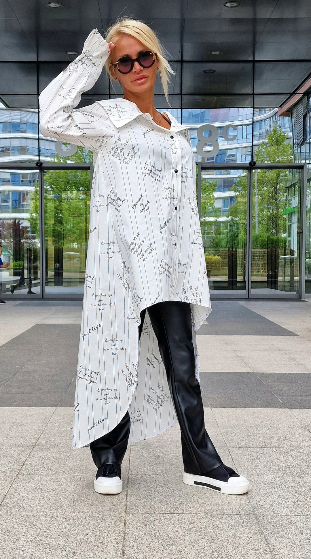 Extra Long Shirt, Oversized Tunic Shirt, White Shirt, Extravagant Top ...