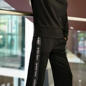 Black Sport Set: Women's Casual Style Jogging Set, Cotton Suit - Etsy
