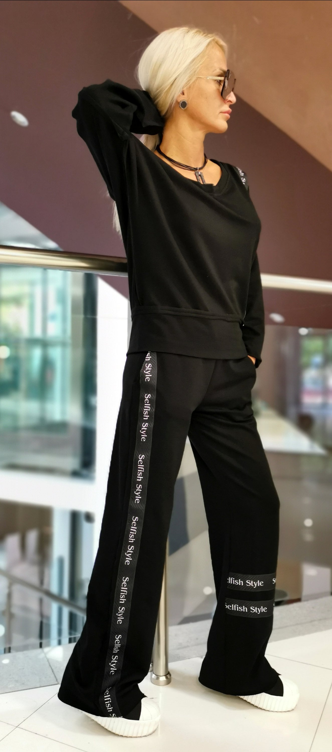 Black Sport Set: Women's Casual Style Jogging Set, Cotton Suit - Etsy