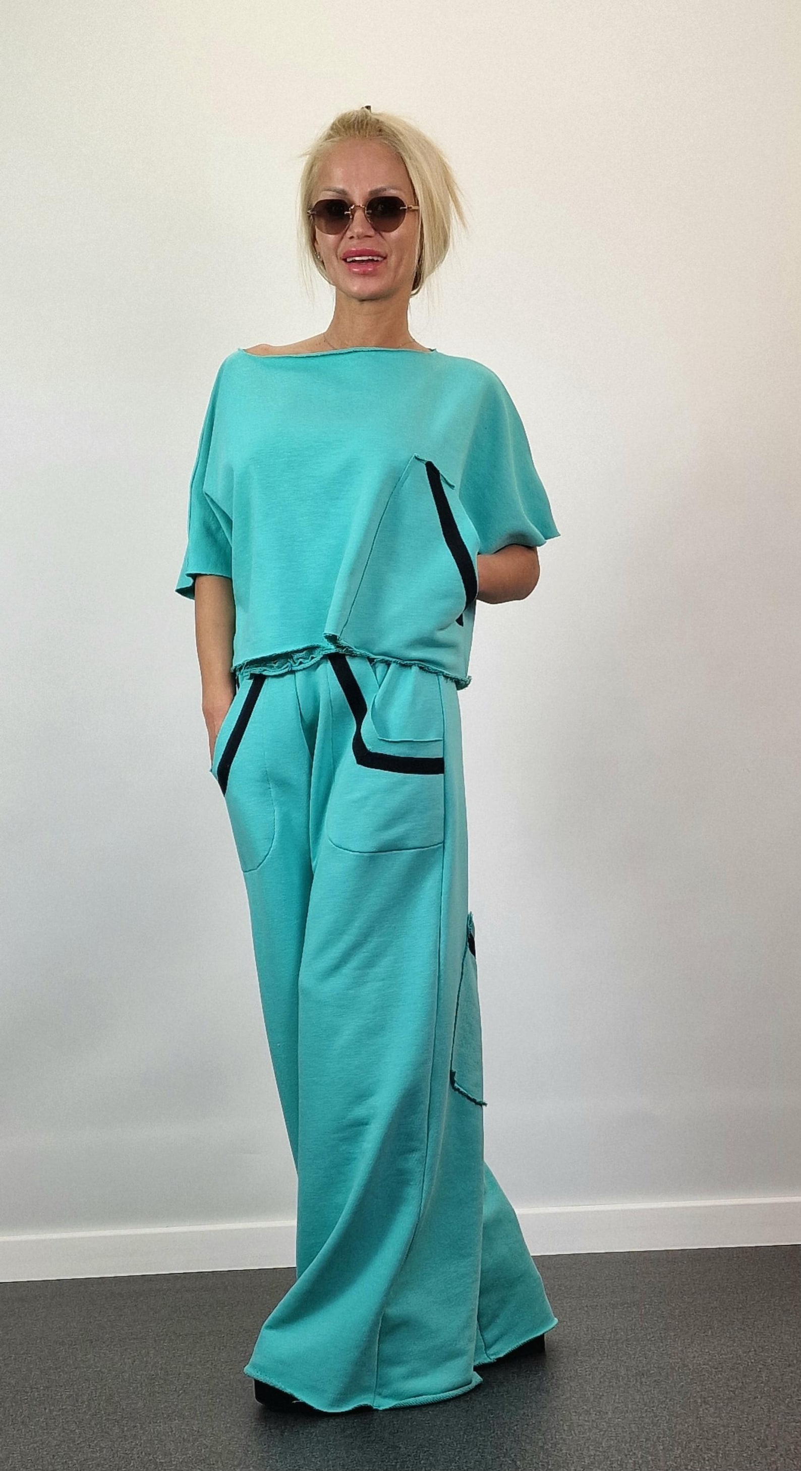 Cotton Maxi Suit: Avant-garde Oversized Top & Drop Crotch Pants - Etsy