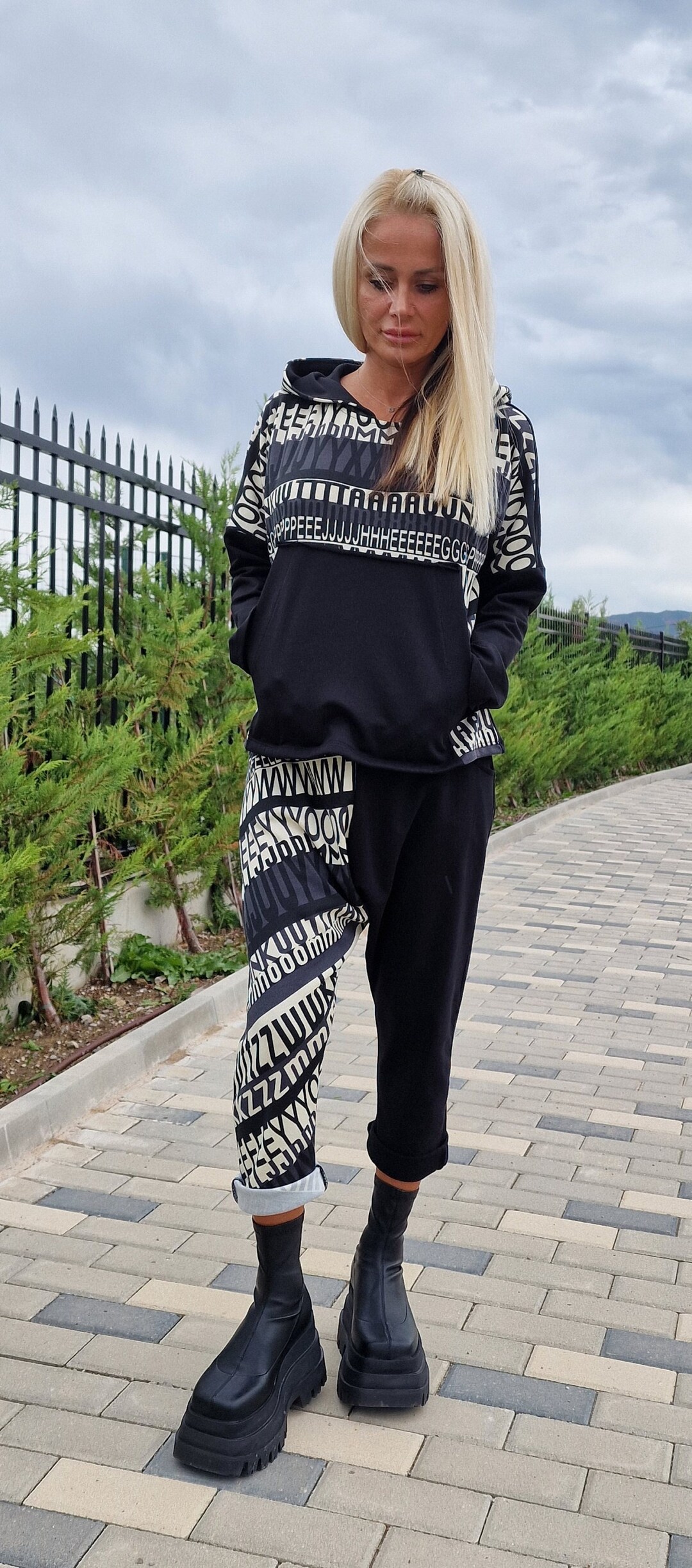 Harem Pants Set: Women's Hoodie Top With Pocket - Etsy