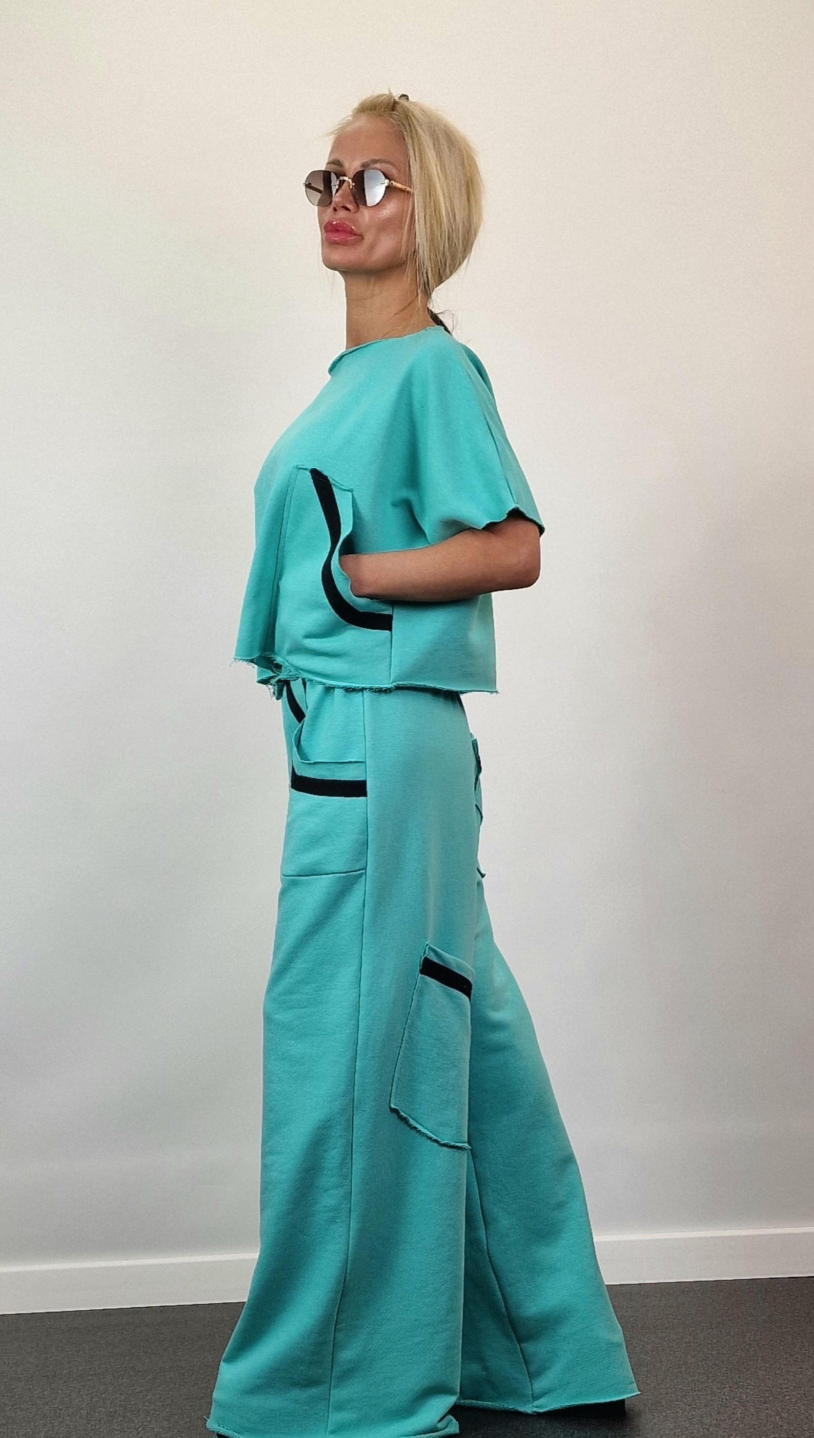 Cotton Maxi Suit: Avant-garde Oversized Top & Drop Crotch Pants - Etsy