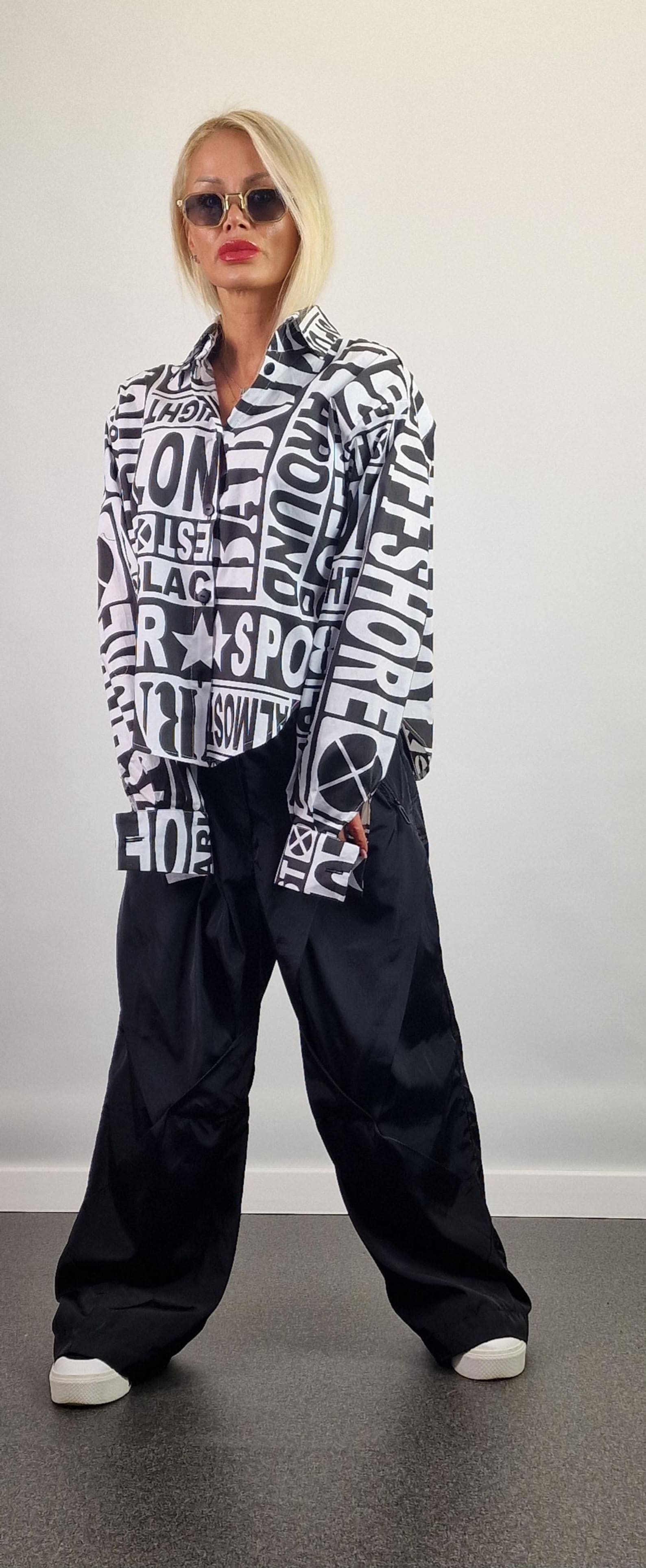 Avant Garde Cotton Oversized Shirt for Women – Asymmetric Loose Top ...